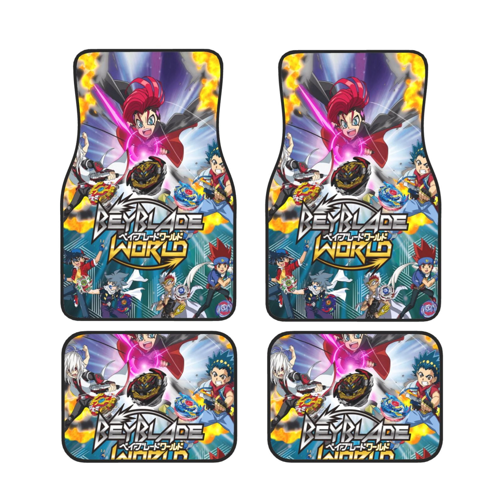 Beyblade Burst Car Floor Mats, 4-Pcs Full Set Rubber-Lined All-Season ...