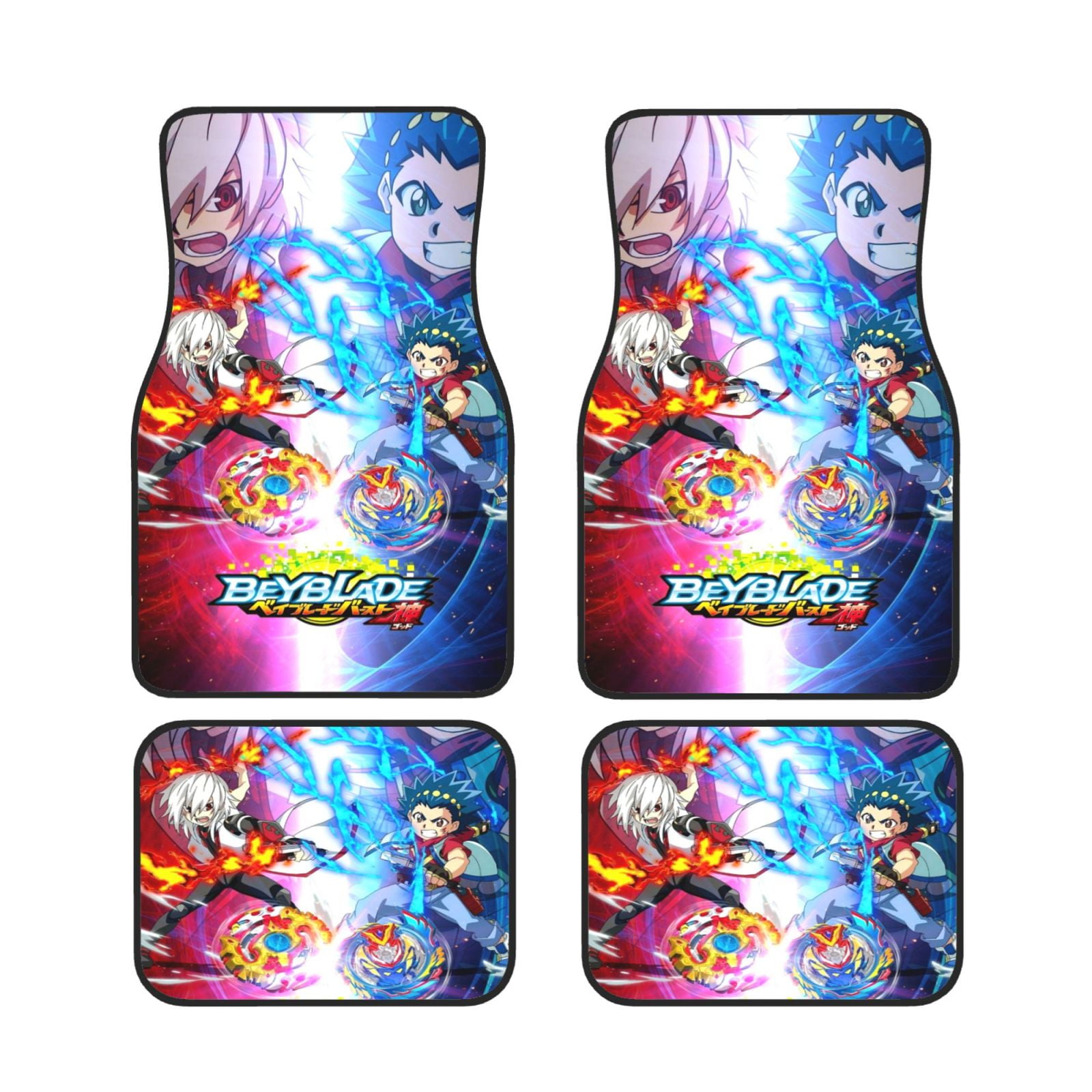 Beyblade Burst Car Floor Mats, 4-Pcs Full Set Rubber-Lined All-Season ...