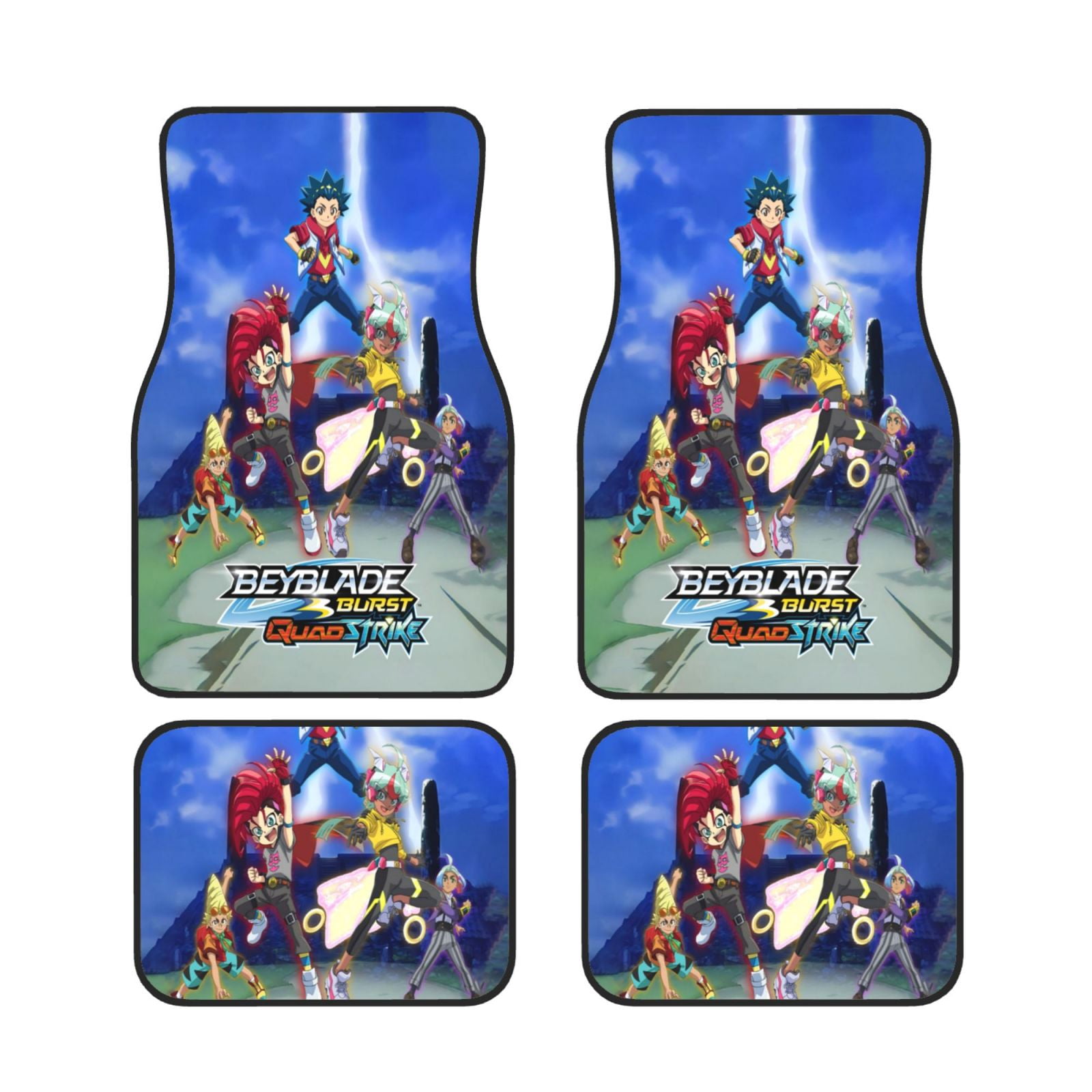 Beyblade Burst Car Floor Mats, 4-Pcs Full Set Rubber-Lined All-Season ...
