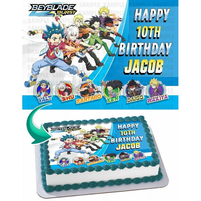 Beyblade Burst Edible Cake Image Topper Personalized Birthday Party 1/4 ...