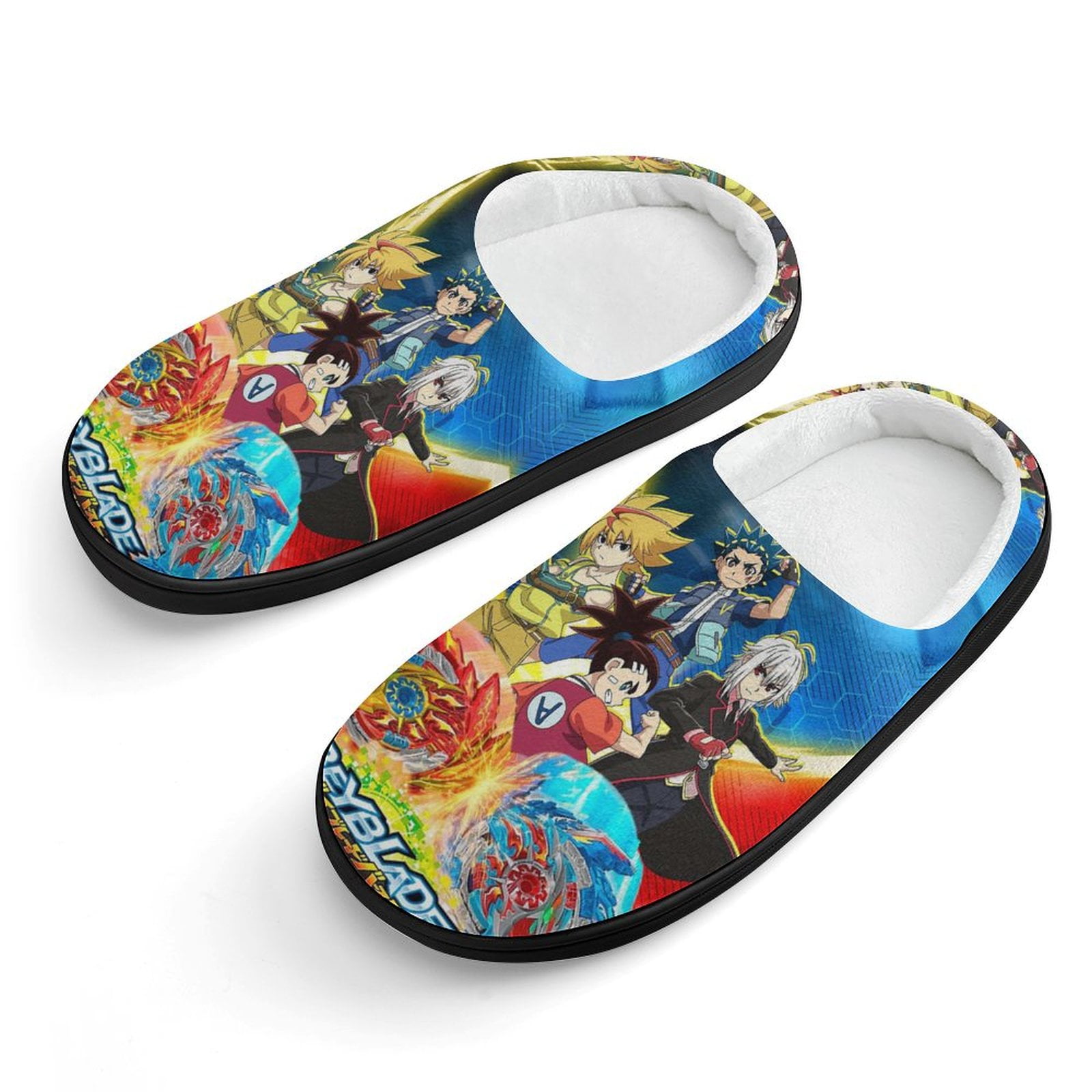 Beyblade Burst Kids Teen Fuzzy Memory Foam Slippers Fluffy Winter Shoes ...