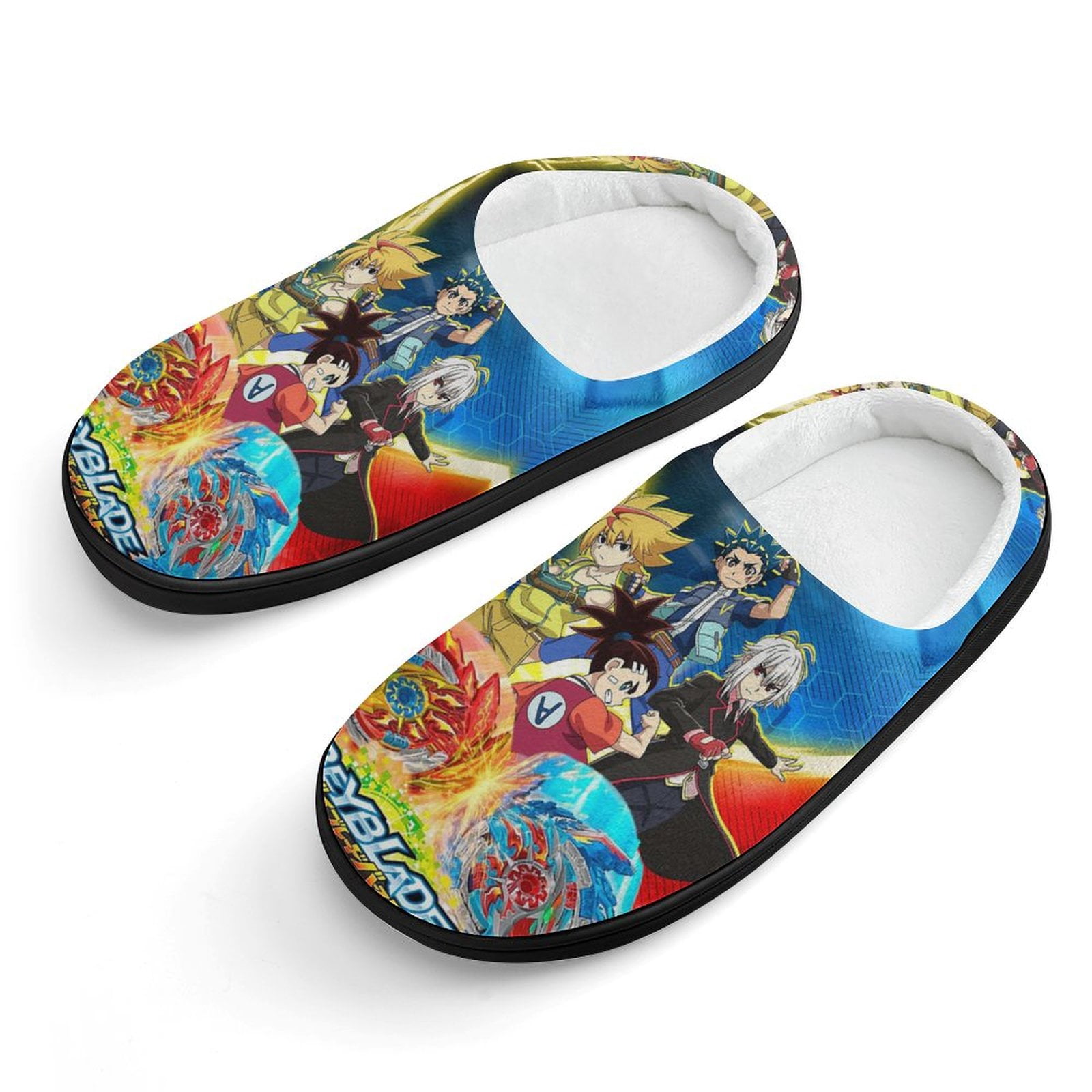 Beyblade Burst Kids Teen Fuzzy Memory Foam Slippers Fluffy Winter Shoes ...