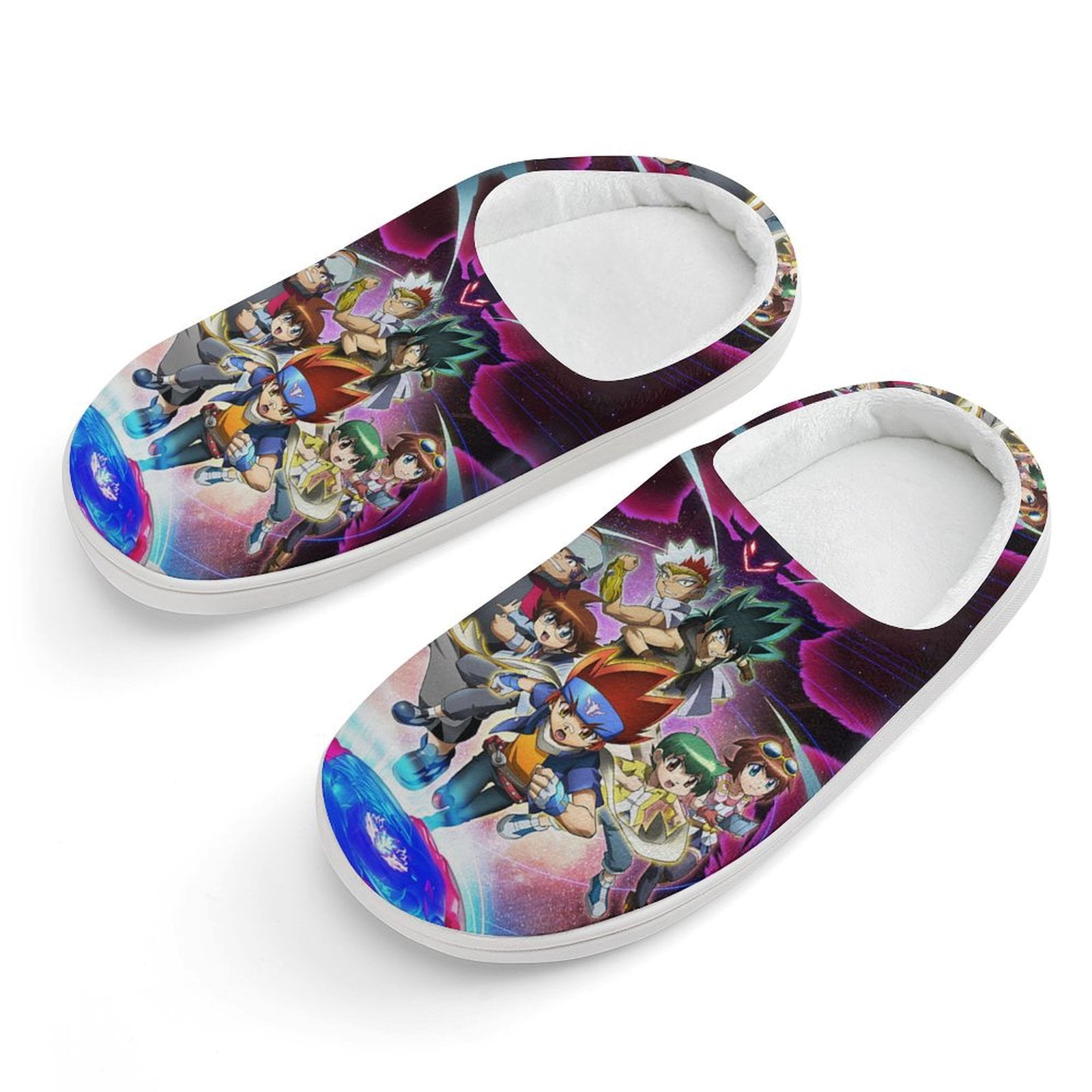 Beyblade Burst Kids Teen Fuzzy Memory Foam Slippers Fluffy Winter Shoes ...