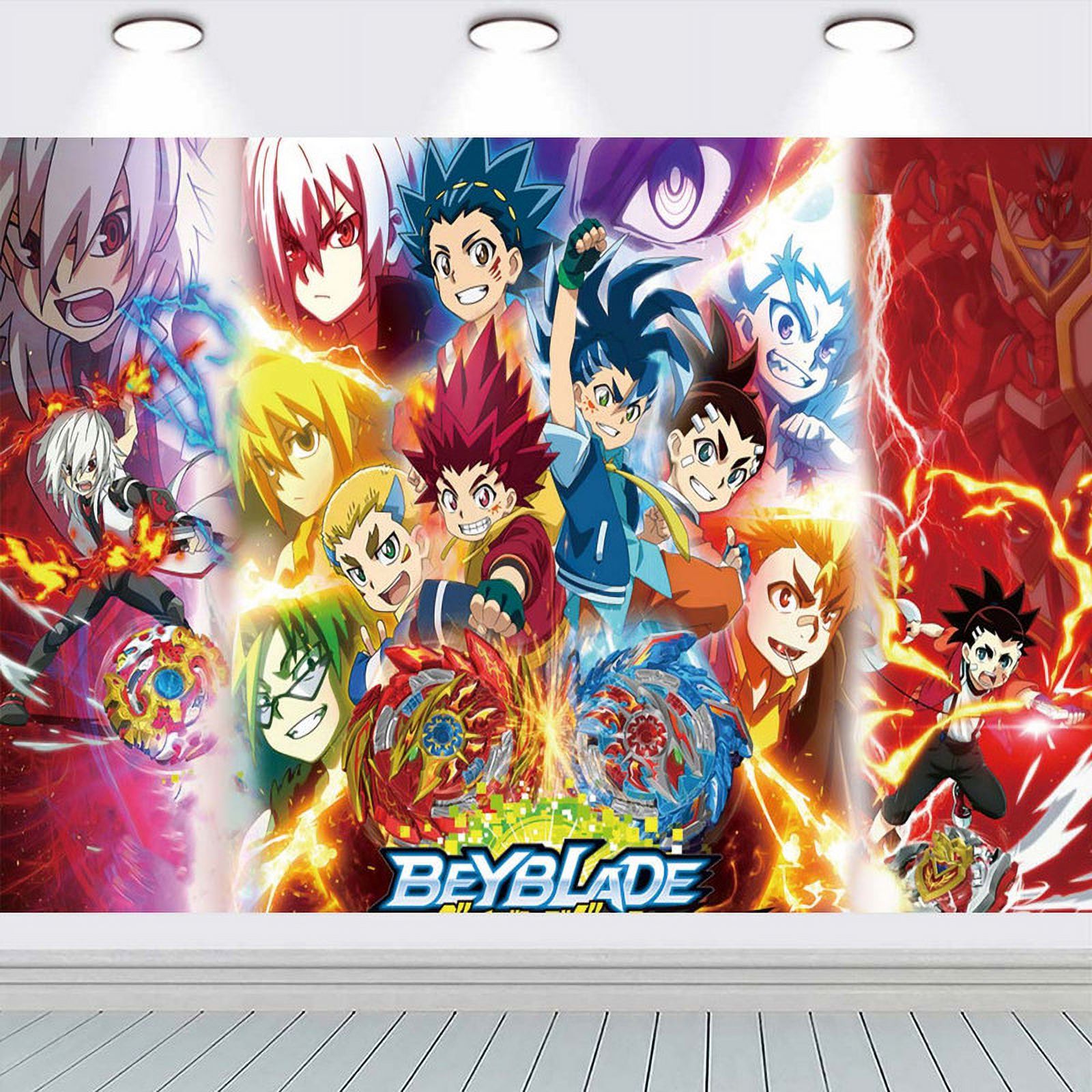 Beyblade Burst Party Supplies Birthday Decorations Post Backdrop Banner ...
