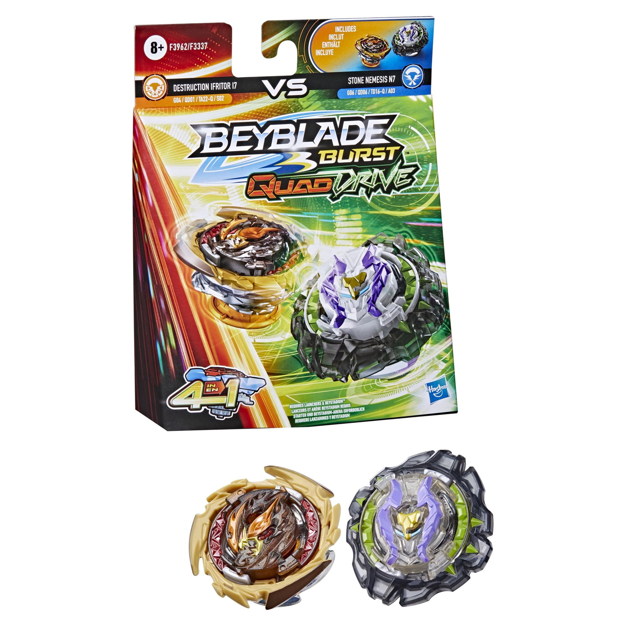 Beyblade Burst Quaddrive Destruction Ifritor I7 Stone Nemesis N7 ...