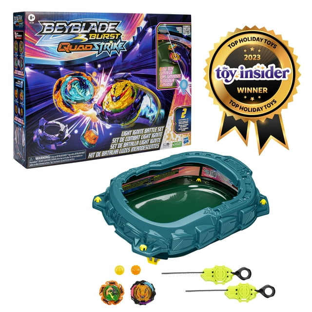 Beyblade Burst QuadStrike Light Ignite Battle Set, Beyblade Stadium, 2 Spinning Tops, 2 ...