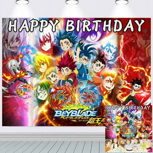 Beyblade Party Decor Supplies Decorations Cake Topper Background Banner ...