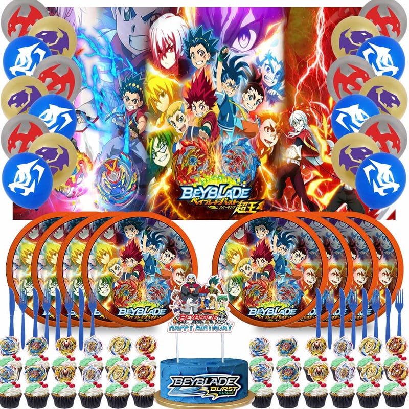 Beyblade Party Supplies Plates Decorations Birthday Cake Topper Banner ...