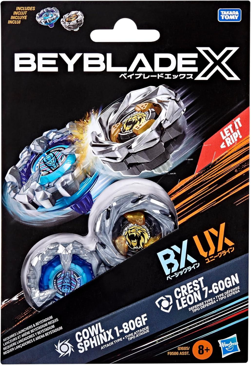 Beyblade X Cowl Sphinx 1-80GF BX & Crest Leon 7-60GN UX Dual Pack Set ...