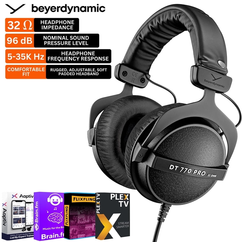 BeyerDynamic 483664 DT 770 PRO Closed Dynamic Studio Headphones, 32 ...