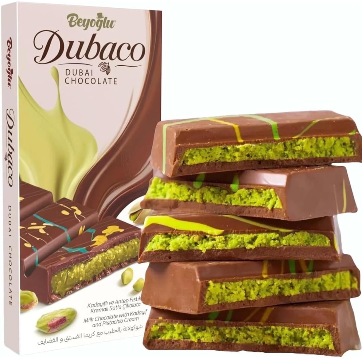 Beyoglu Dubaco Dubai Chocolate Milk Chocolate with Kadayif and ...