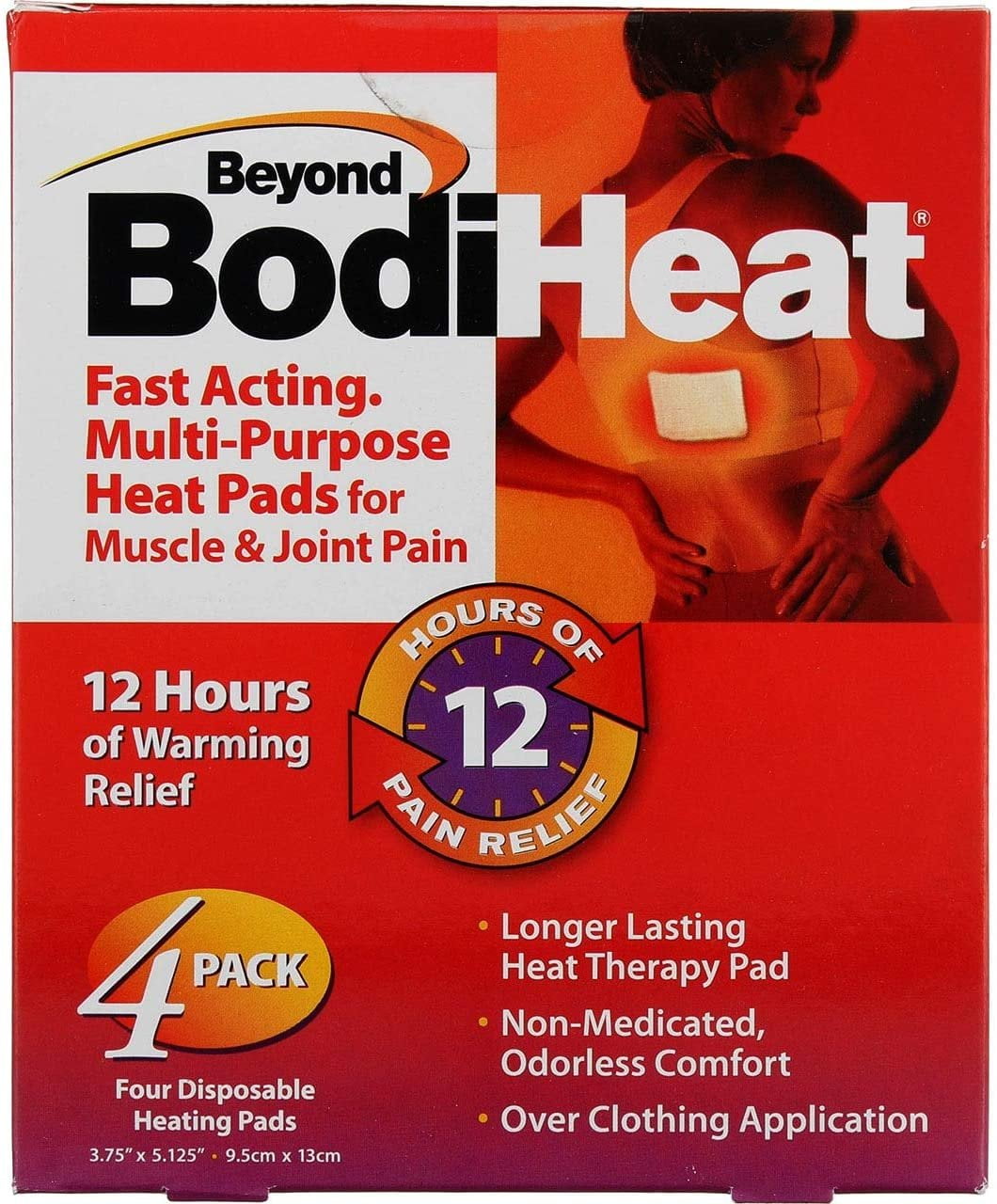 "Beyond BodiHeat Heat Pads, 2 Pack of 4 Ct, Odorless, Long-Lasting Pain ...