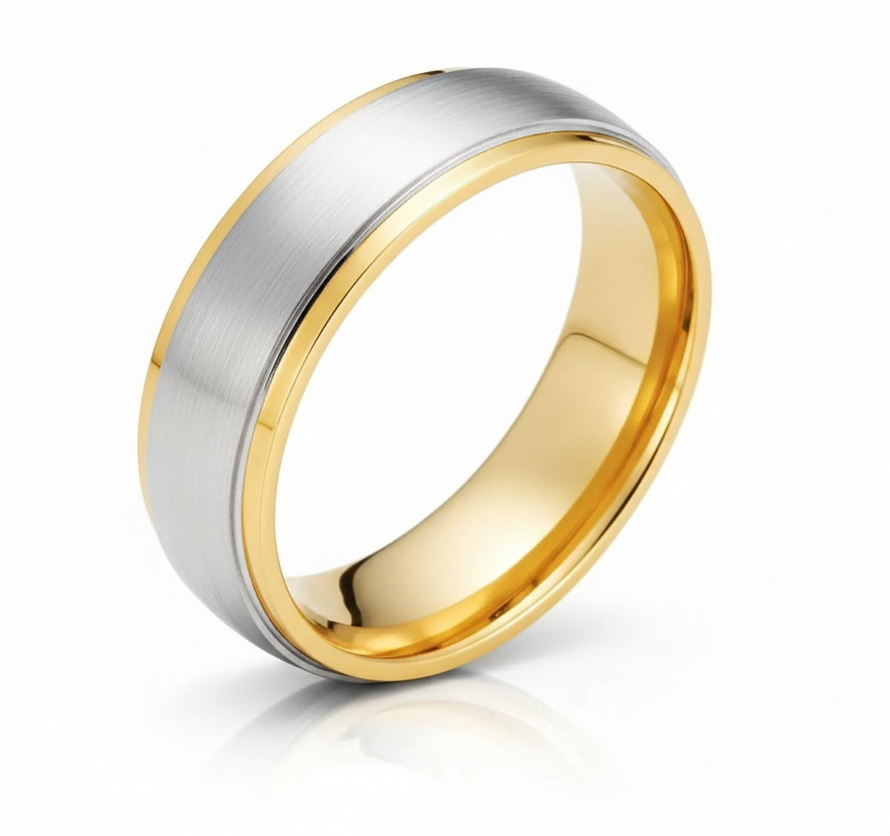 Beyond Brilliance 2-Tone Gold Plated Titanium 6.5mm Wedding Band for ...