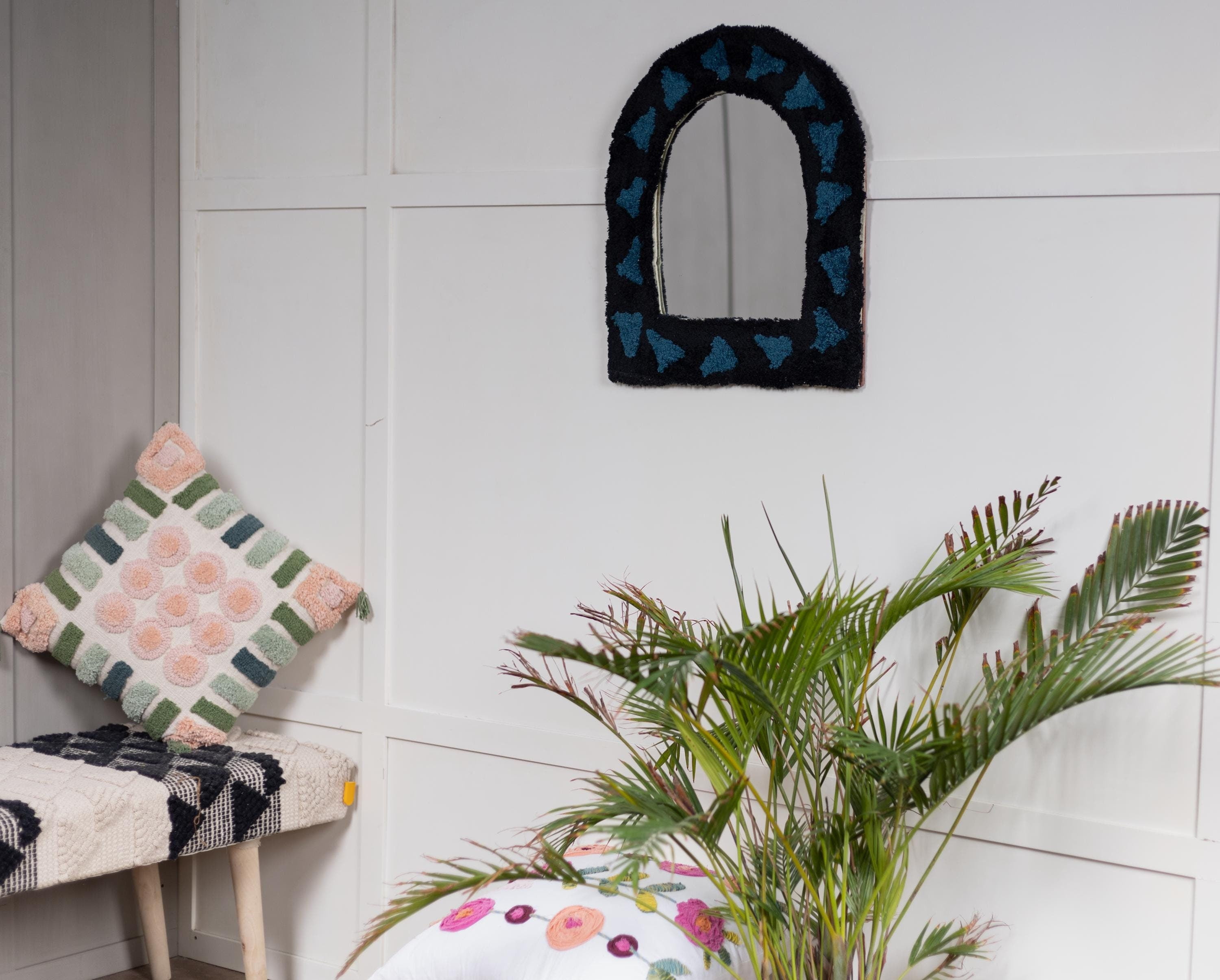 Beyond and Bunglow Round Arch Tufted Mirror | Handmade Punch Needle ...