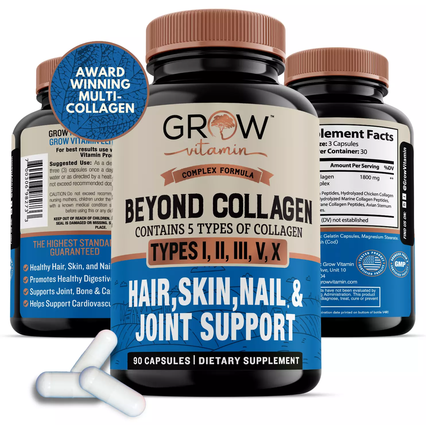 Beyond Collagen Multi Collagen Capsules - Types I, II, III, V & X 1800 ...