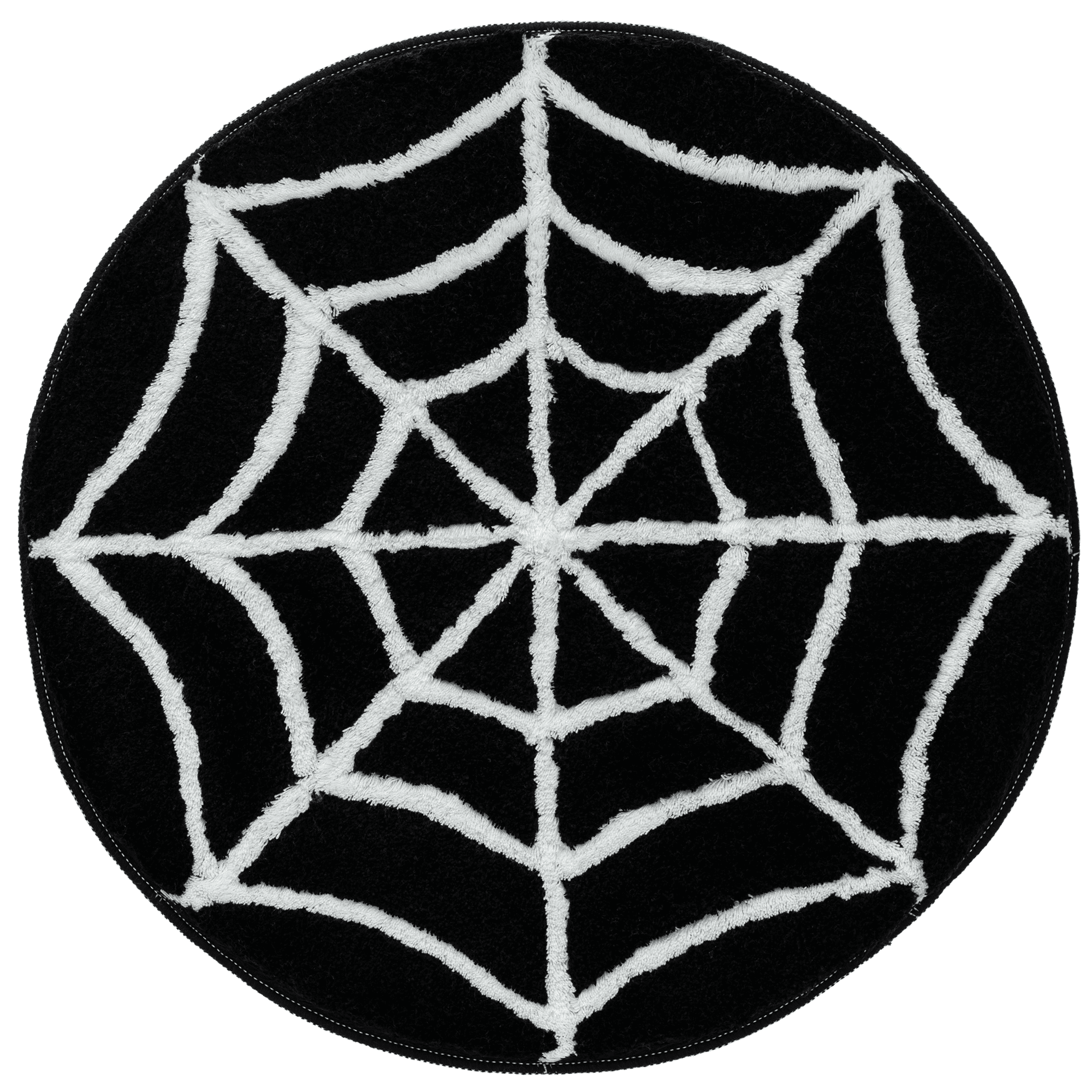 Beyond Deco Halloween Spider Web Rug, Black Fluffy Round Area Mat 35 ...