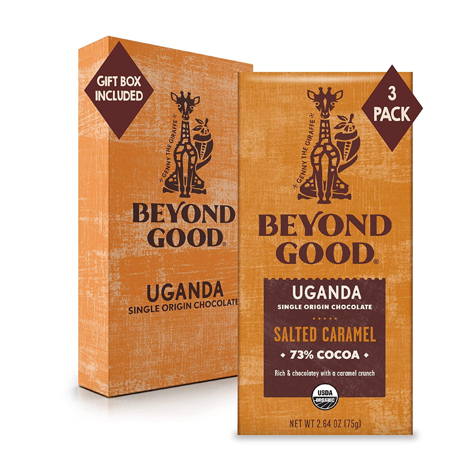 Beyond Good Chocolate Bars | 3 Pack Salted Caramel Dark Chocolate ...