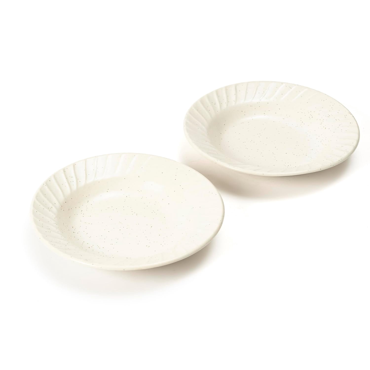 Beyond Homes Ceramic Pasta Plates19 cm Set of 2 Solid White Matte ...