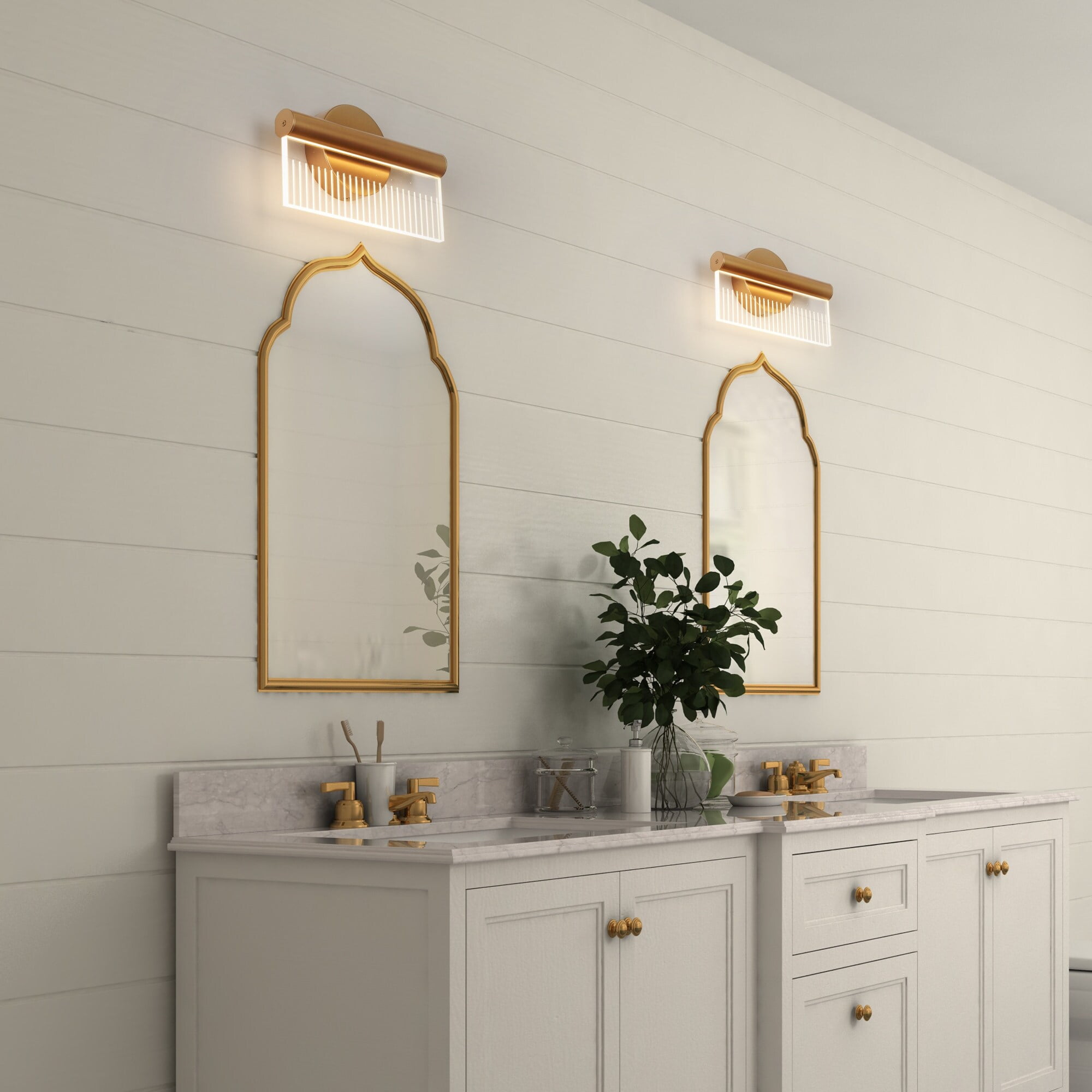 Savonnerie Modern Gold LED Long Strip Wall Sconces Bathroom Vanity ...