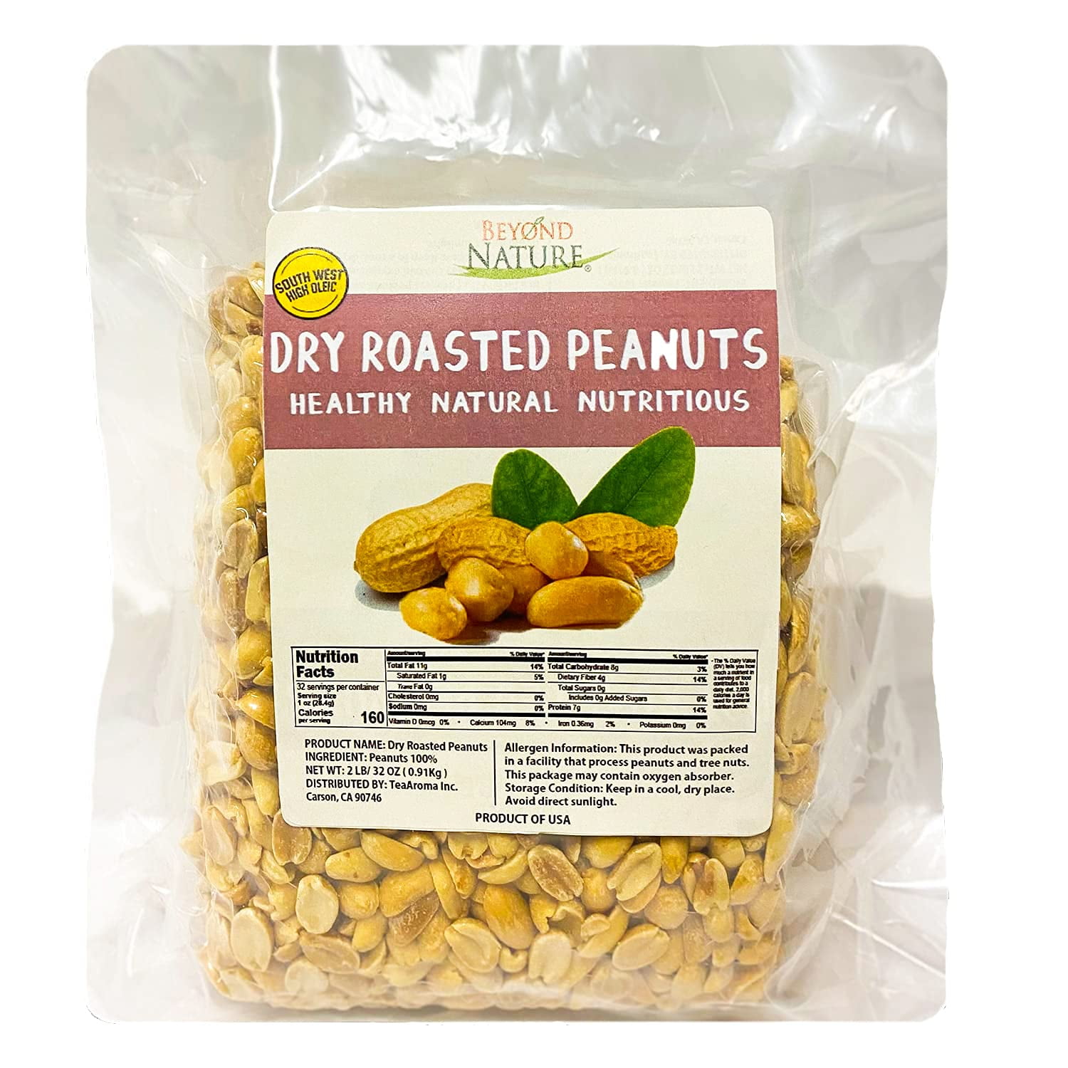 Beyond Nature Dry Roasted BDF32 Peanuts - Unsalted 2 Pound (32 oz ...