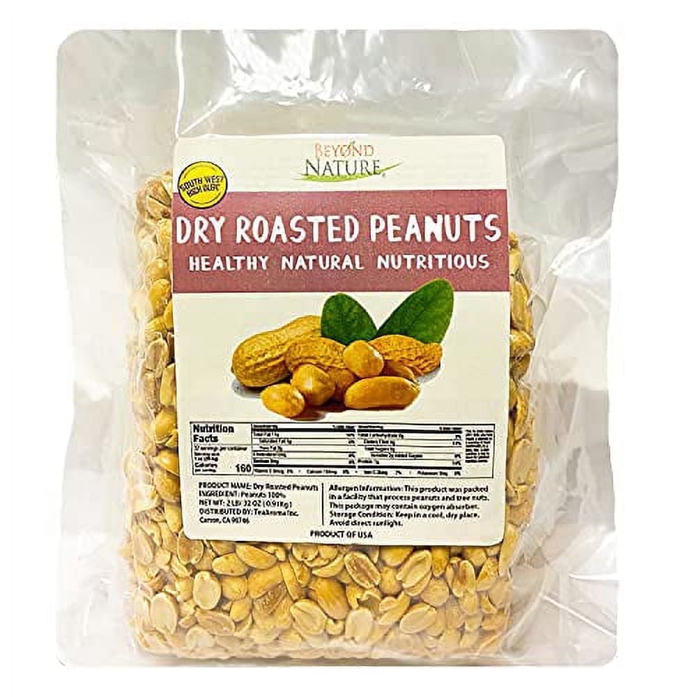 Beyond Nature Dry Roasted Peanuts, Unsalted, Non-GMO, No Oil, Low Carb ...