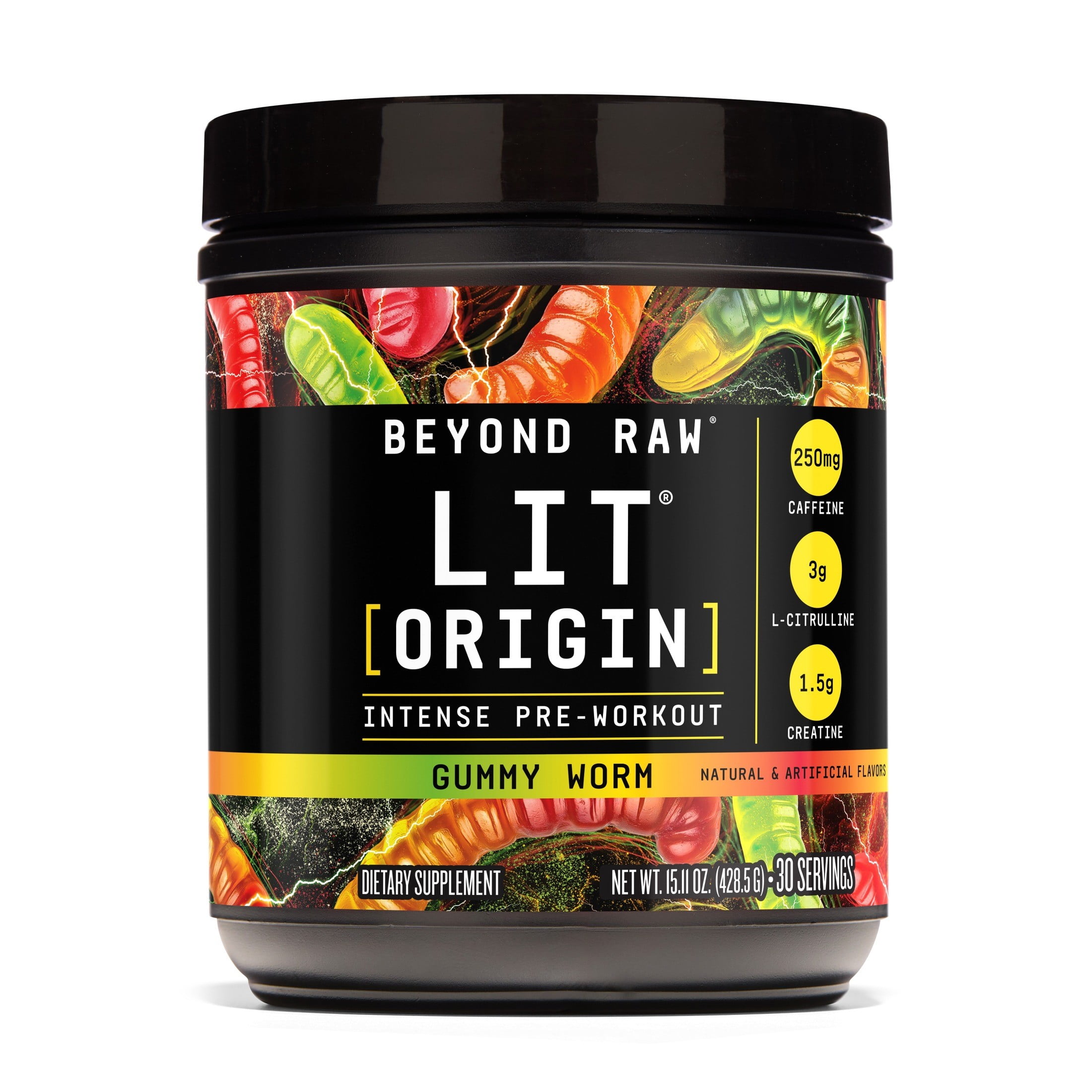 Beyond Raw LIT Origin Pre Workout Powder, Gummy Worm, for Men & Women ...