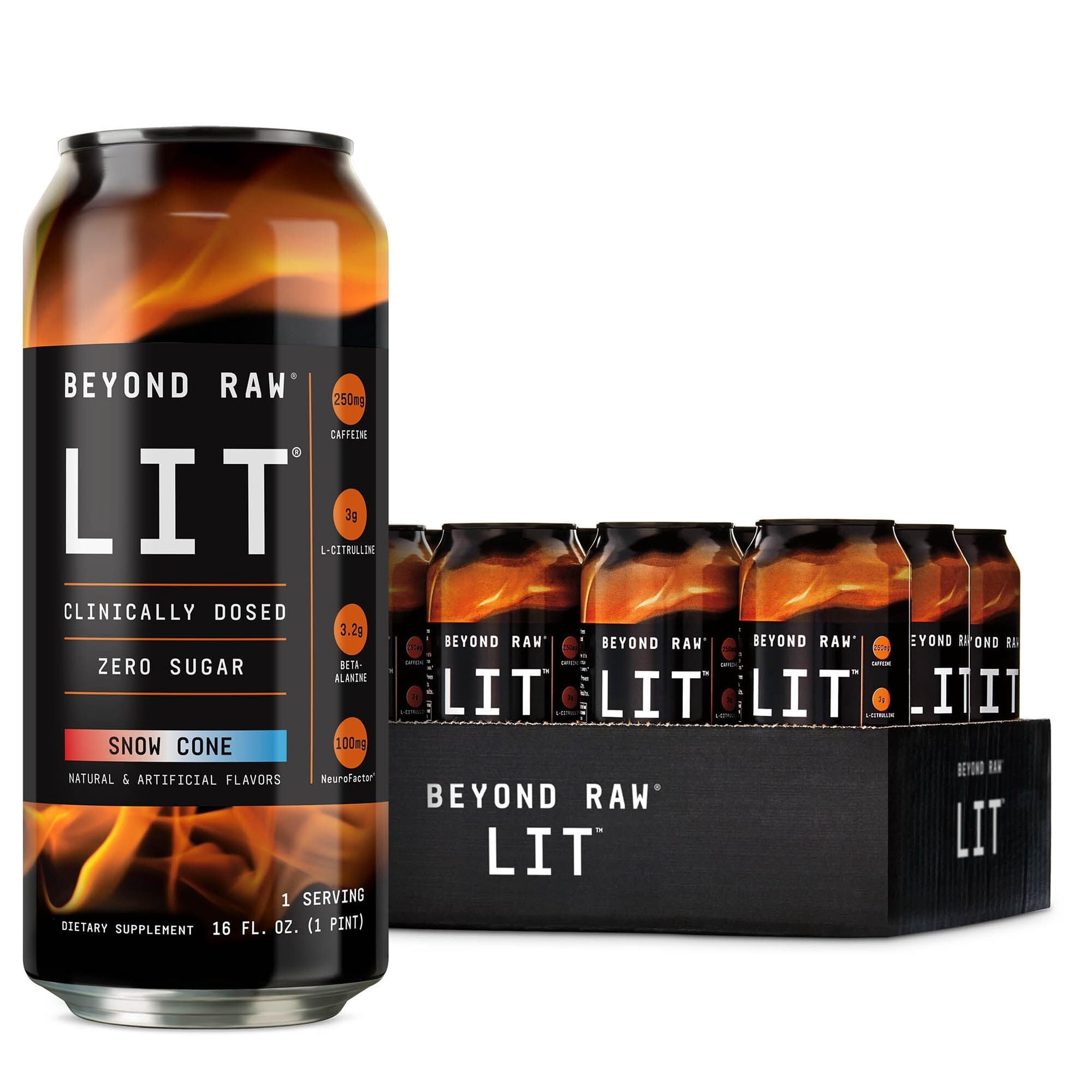 Beyond Raw LIT Pre Workout Energy Drinks - Snow Cone, 12 Pack, Contains ...