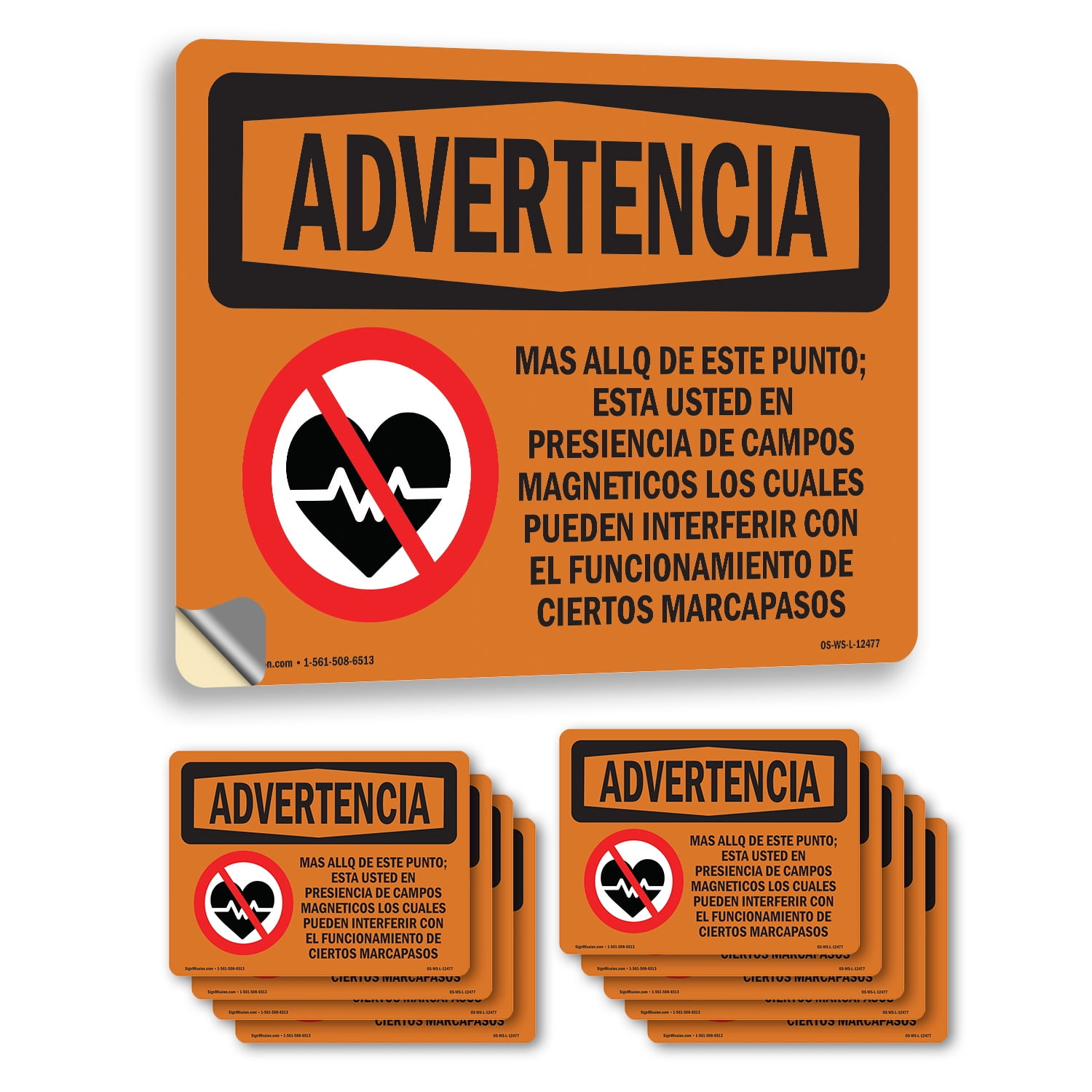 Beyond This Point Magnetic Fields Spanish OSHA WARNING Vinyl Decal ...