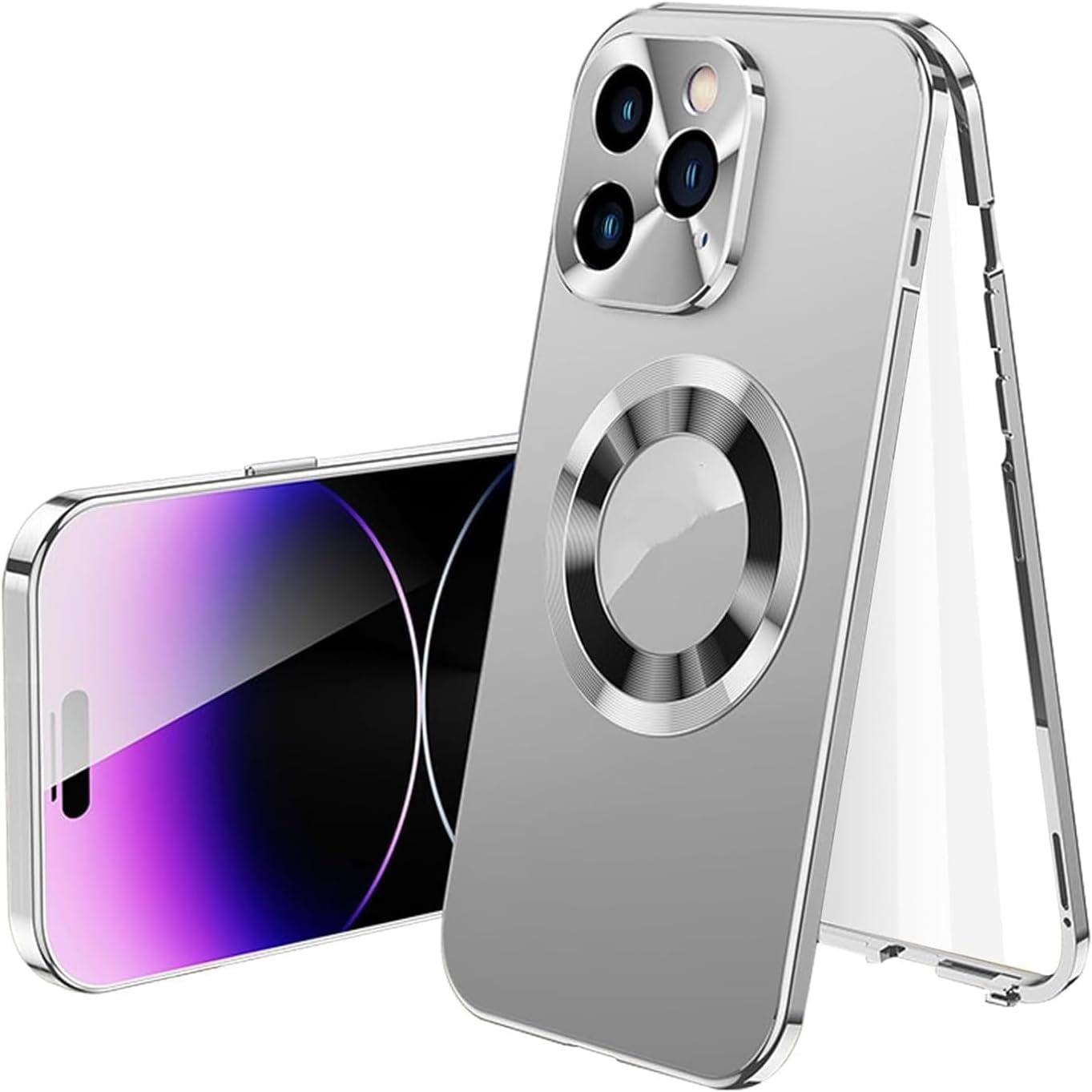 Beyonddraw Double-Sided Magnetic Phone Case with Electroplated Glass for iPhone 16/15/14/13/12 ...