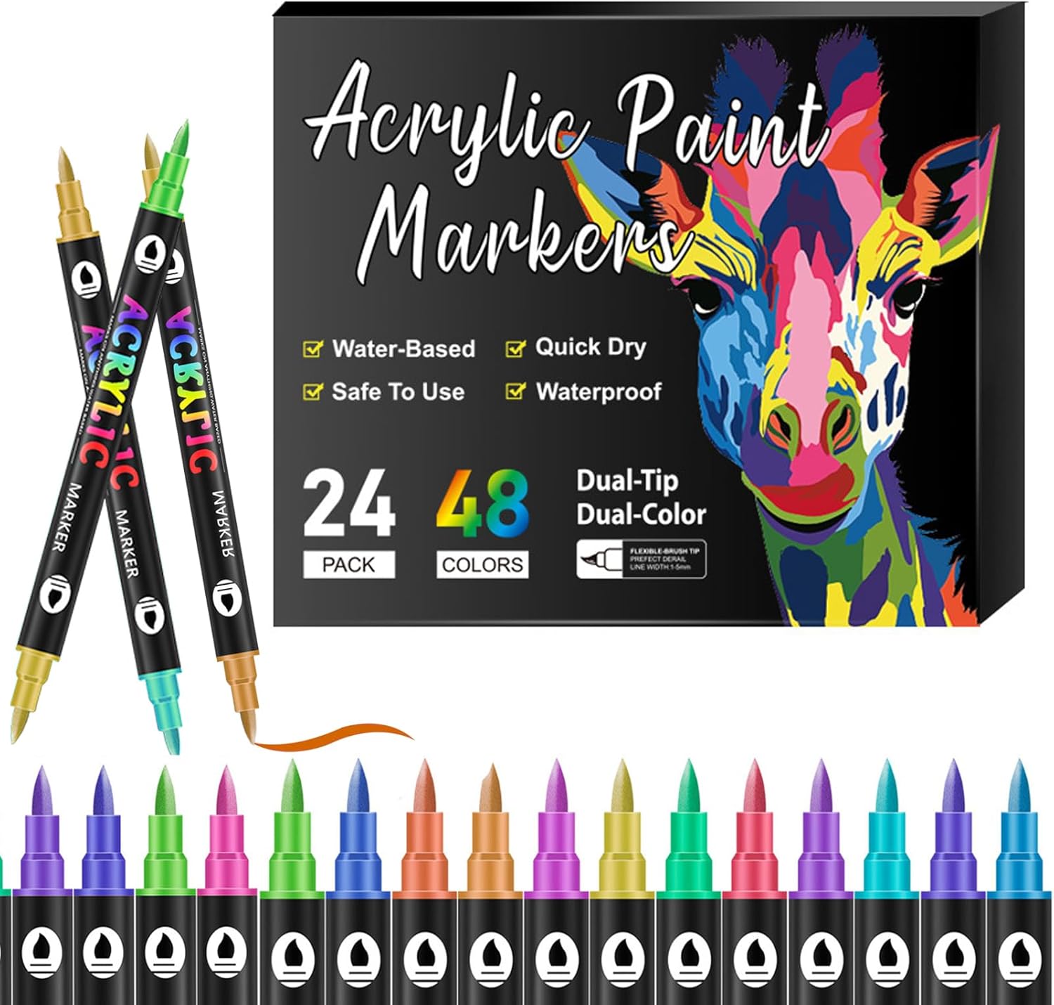 Beyonddraw Dual Tip Acrylic Paint Pen Marker - 24/48/72/120 Colors ...