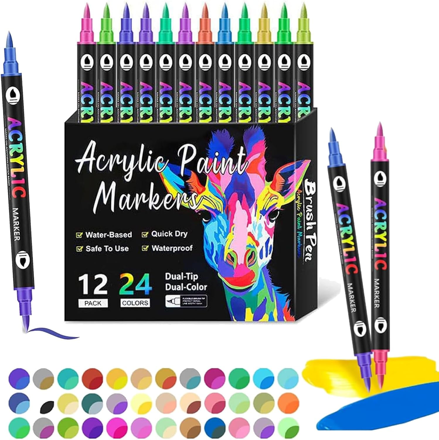 Beyonddraw Dual Tip Acrylic Paint Pen Marker - 24/48/72/120 Colors ...