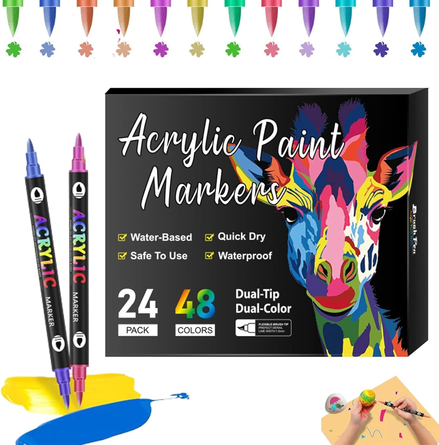 Beyonddraw Dual Tip Acrylic Paint Pen Marker - 24/48/72/96/120/168 ...