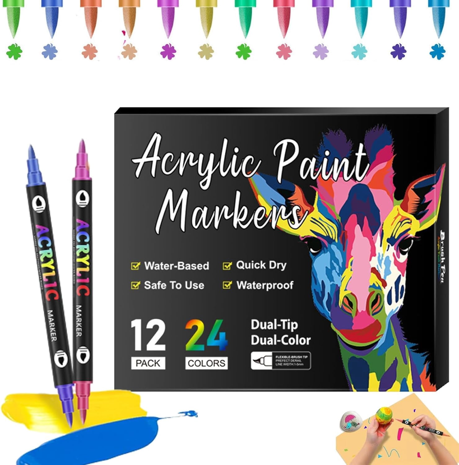 Beyonddraw Dual Tip Acrylic Paint Pen Marker - 24/48/72/96/120/168 ...