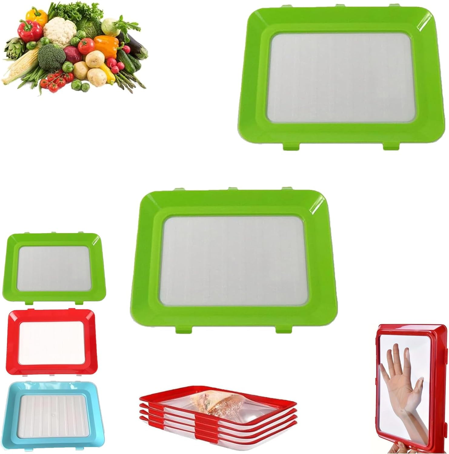 Beyonddraw Reusable Food Preserving Tray, Latest Stackable Food Trays ...