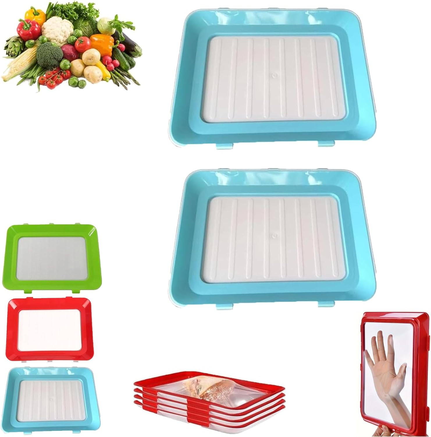 Beyonddraw Reusable Food Preserving Tray, Latest Stackable Food Trays ...