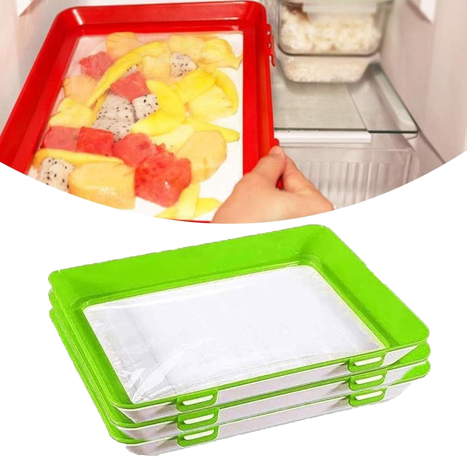 Beyonddraw Reusable Food Preserving Tray, Stretch Fresh Storage Trays ...