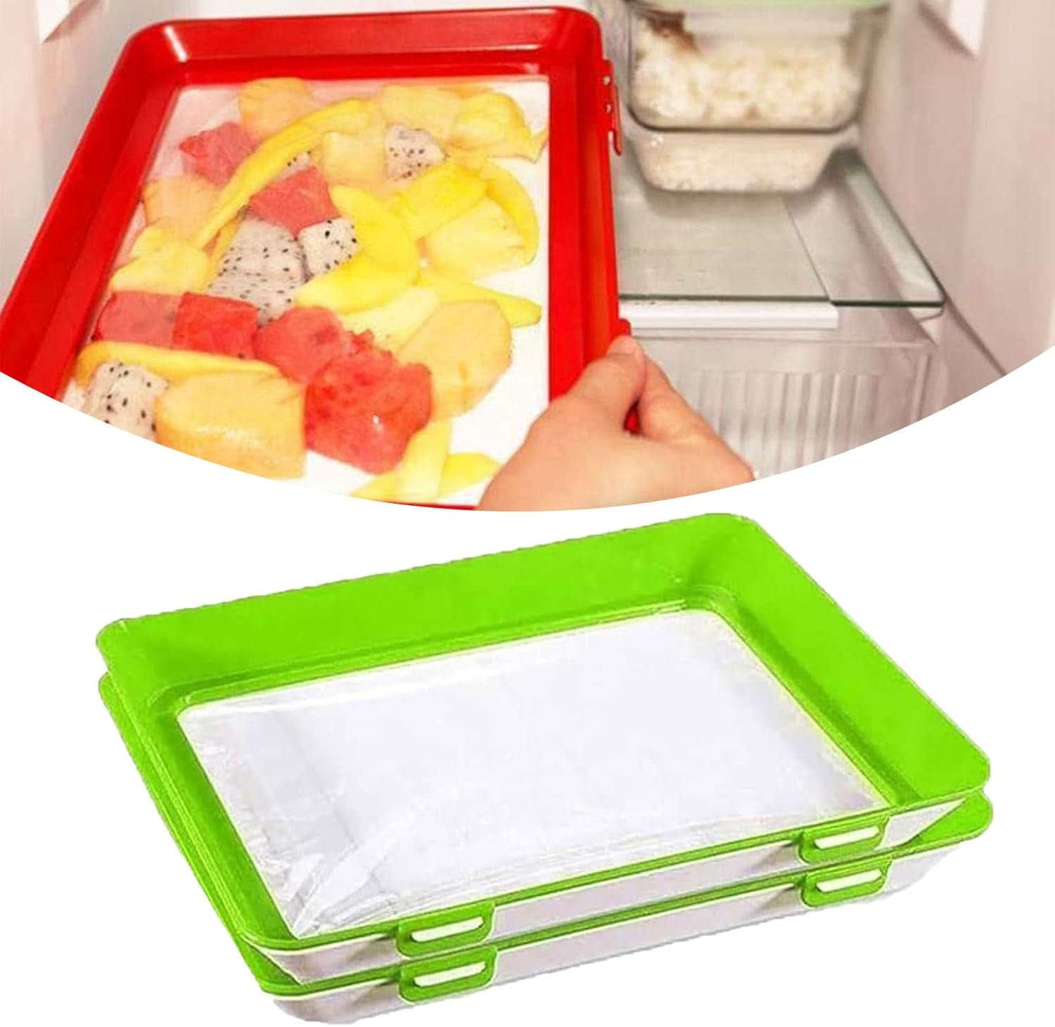 Beyonddraw Reusable Food Preserving Tray, Stretch Fresh Storage Trays ...