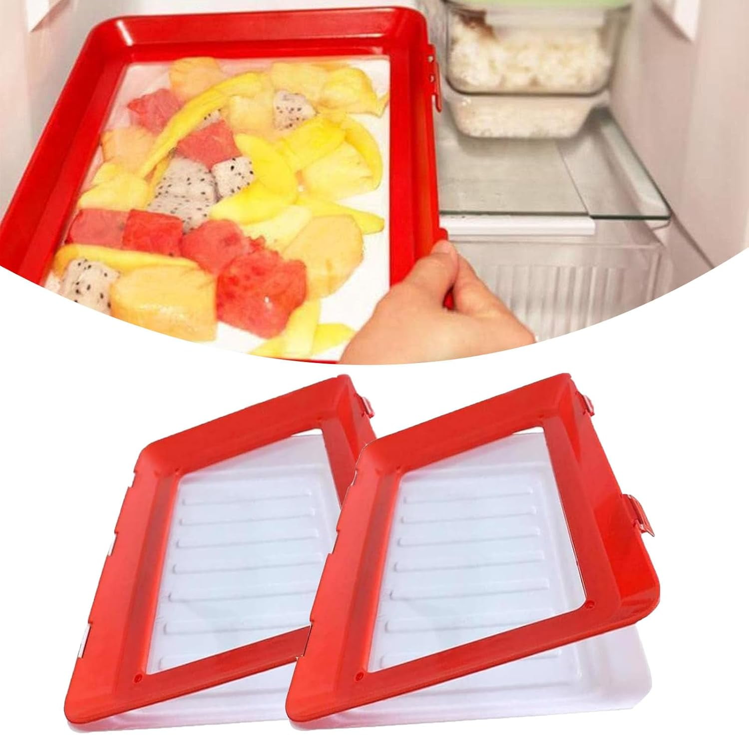 Beyonddraw Reusable Food Preserving Tray, Stretch Fresh Storage Trays with Silicone Covers, Food ...
