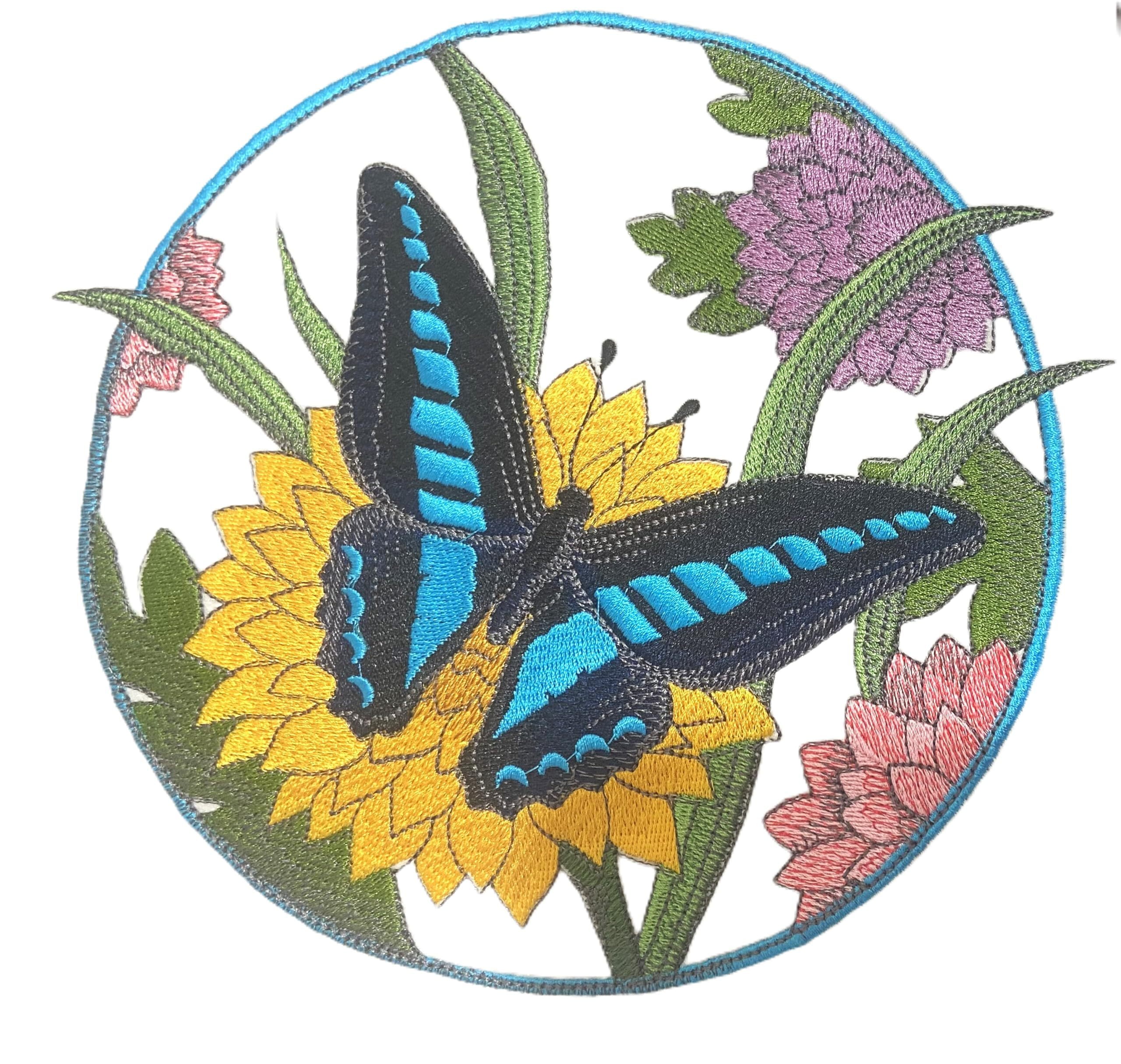Beyondvision Custom Common Bluebottle Butterfly Circle Embroidered Iron ...