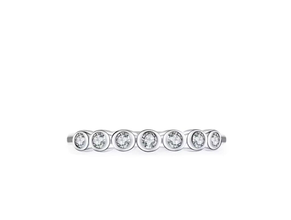 Bezel Set Bubble Diamond Seven Stone Ring 1.9 Ct Diamond 14K White Gold ...