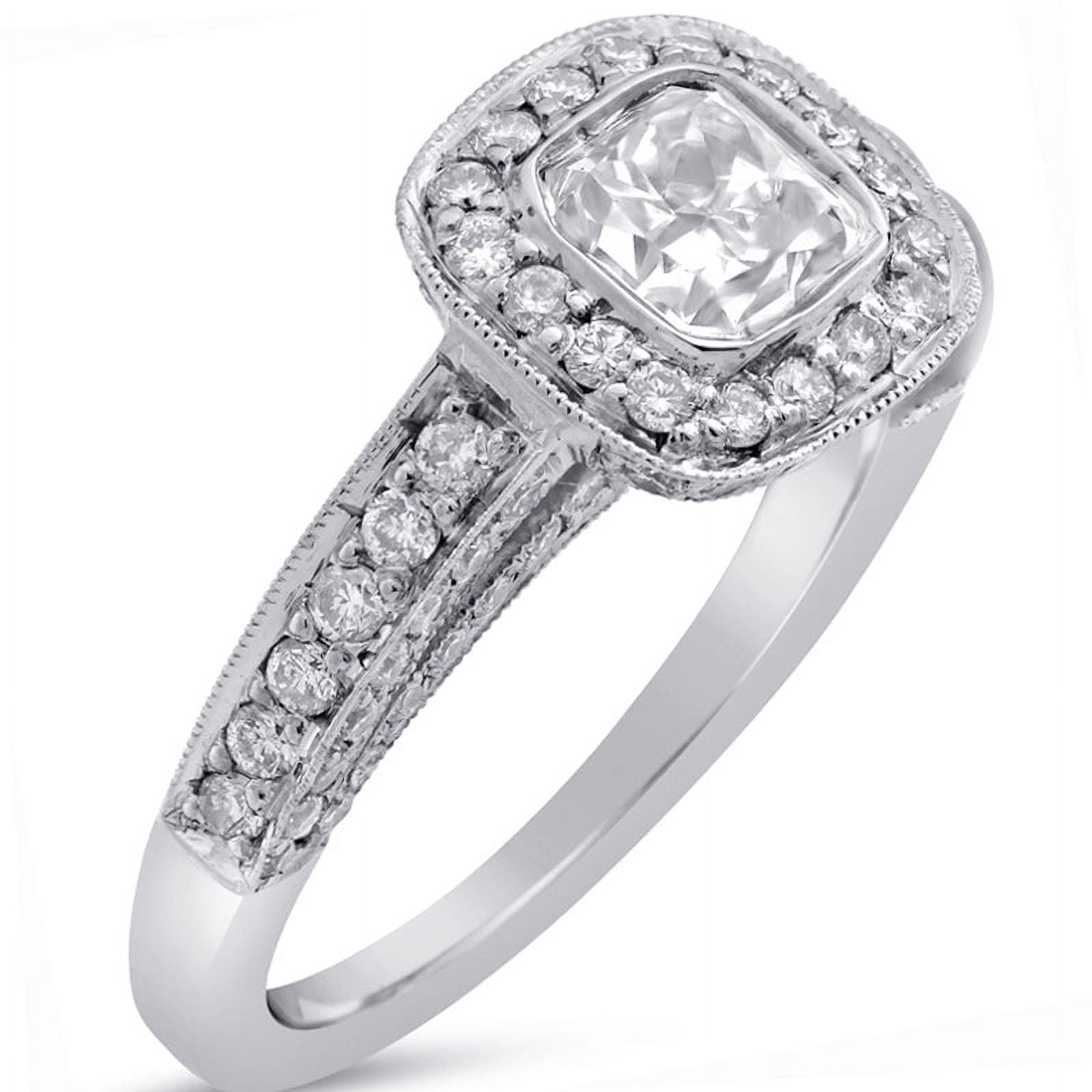 Bezel Set Cushion Cut Diamond Engagement Ring Three Sided Low Profile ...