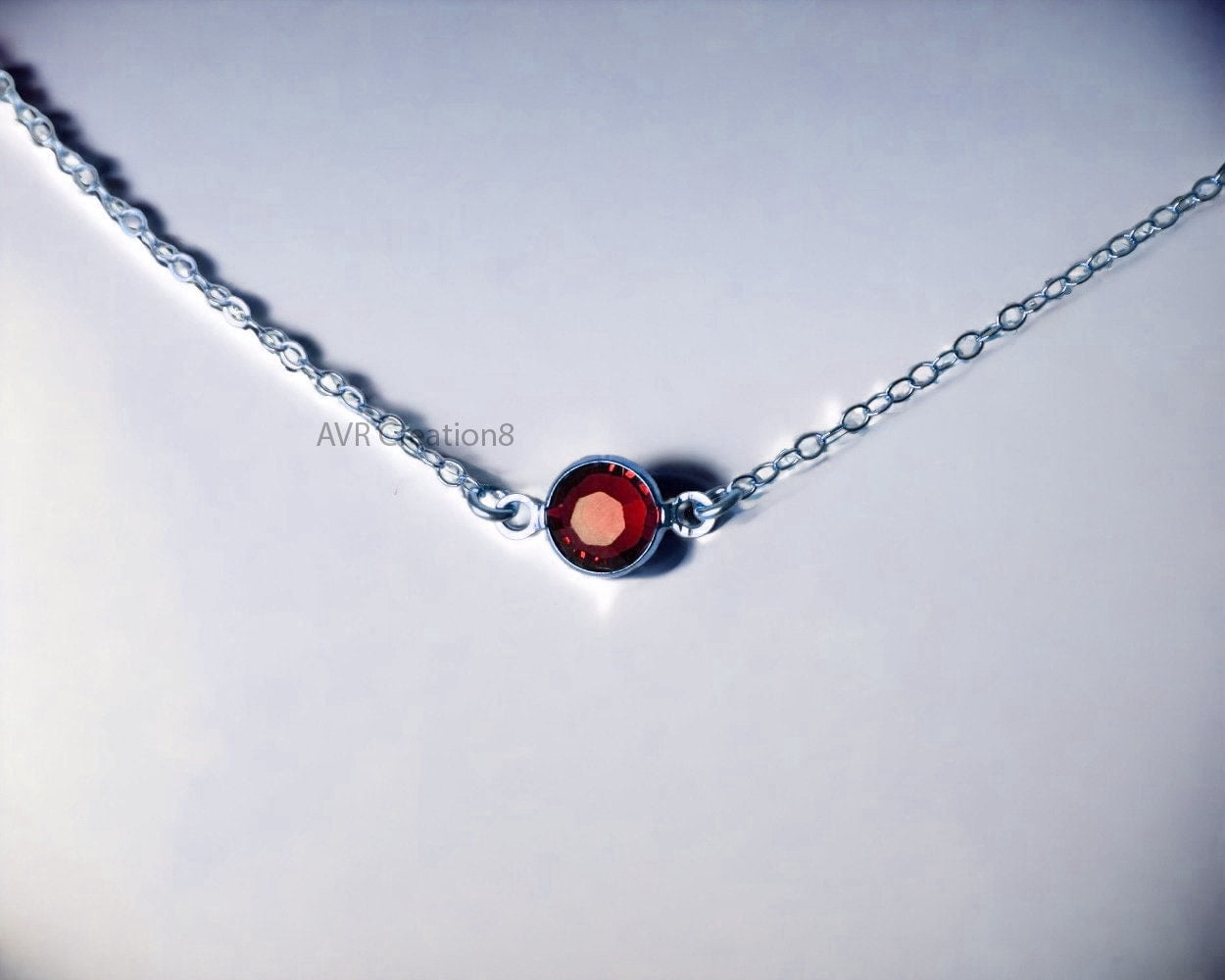 Bezel Set Dainty Red Ruby Gemstone Pendant for Women, 925 Sterling ...