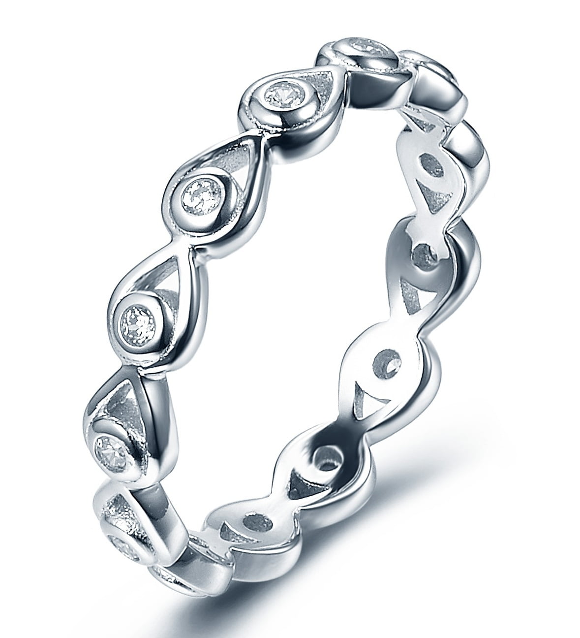 Bezel Set Diamond Band, Full Eternity Diamond Wedding Band, Pear Shape ...