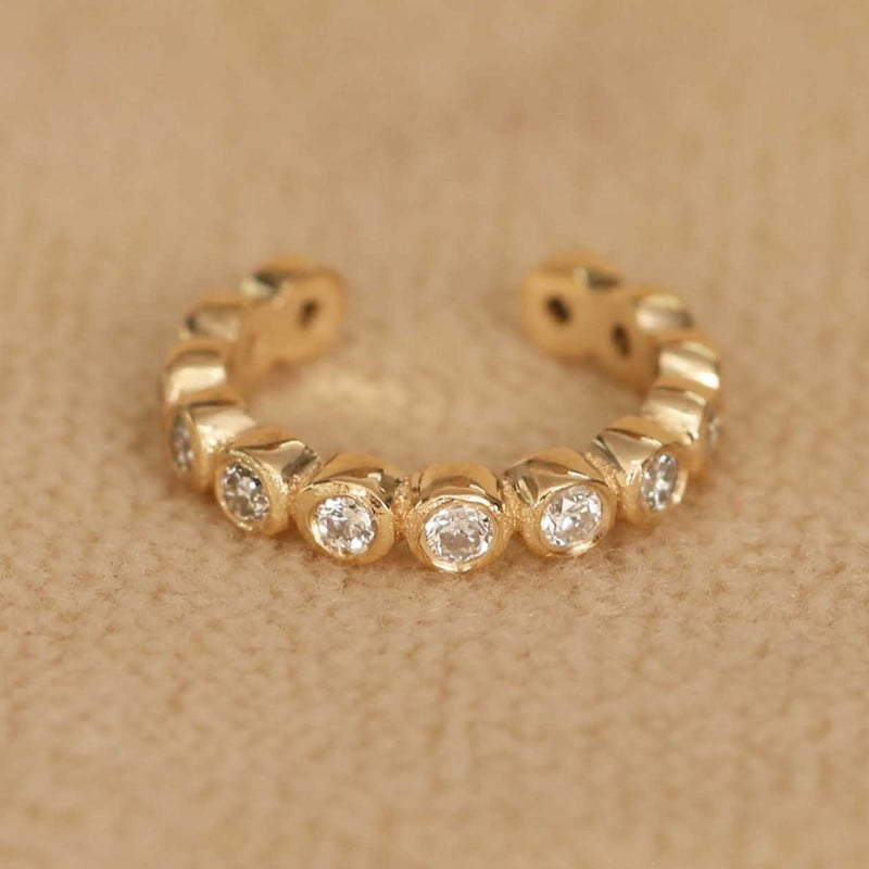 Bezel Set Diamond Ear Cuff Earring, 925 Starling Silver Helix Earring ...