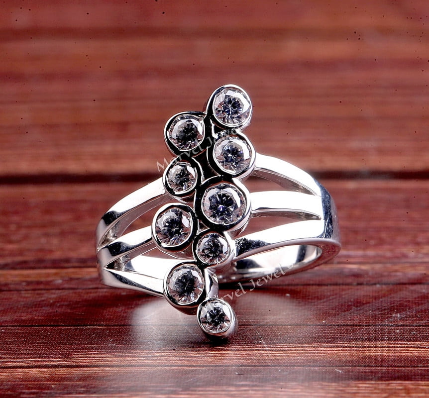 Bezel Set Diamond Ring, Triple Split Shank Ring, Bubble Setting Diamond ...