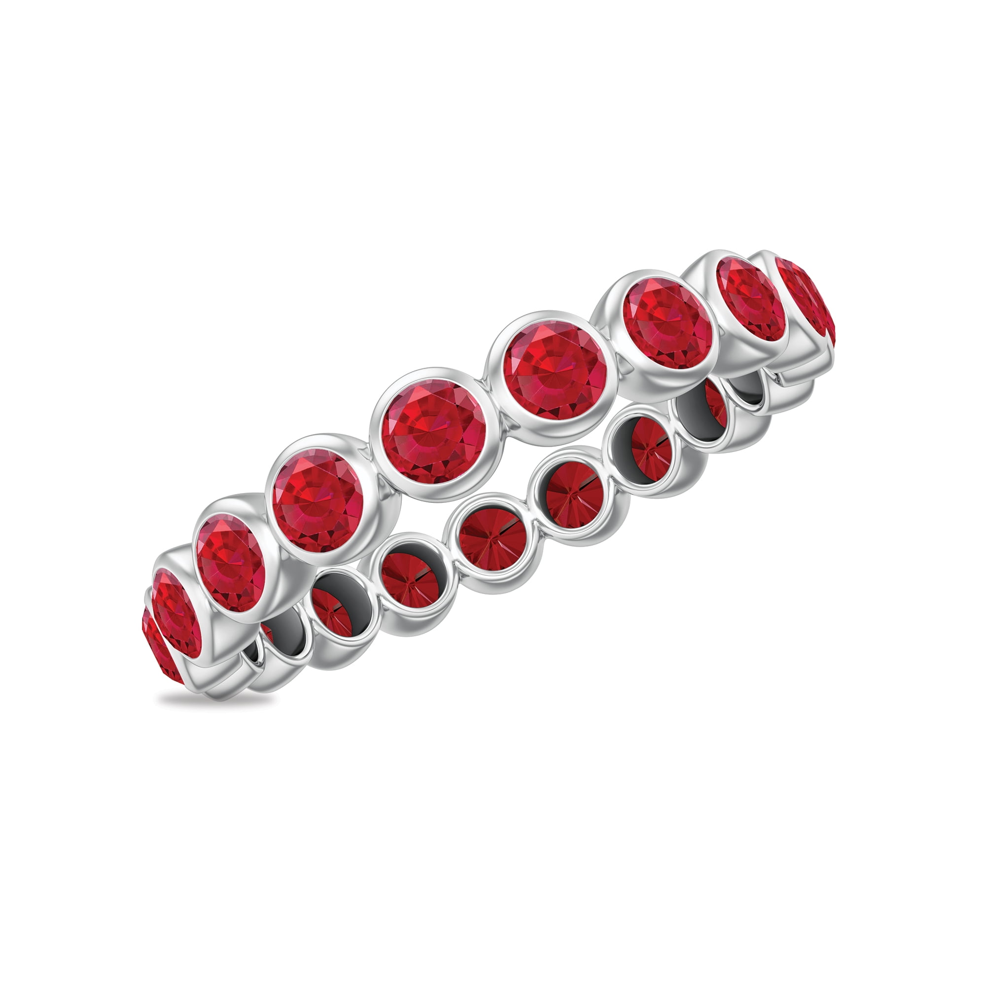 Bezel Set Eternity Ring with Created Ruby for Women (2 CT, AAAA Quality ...