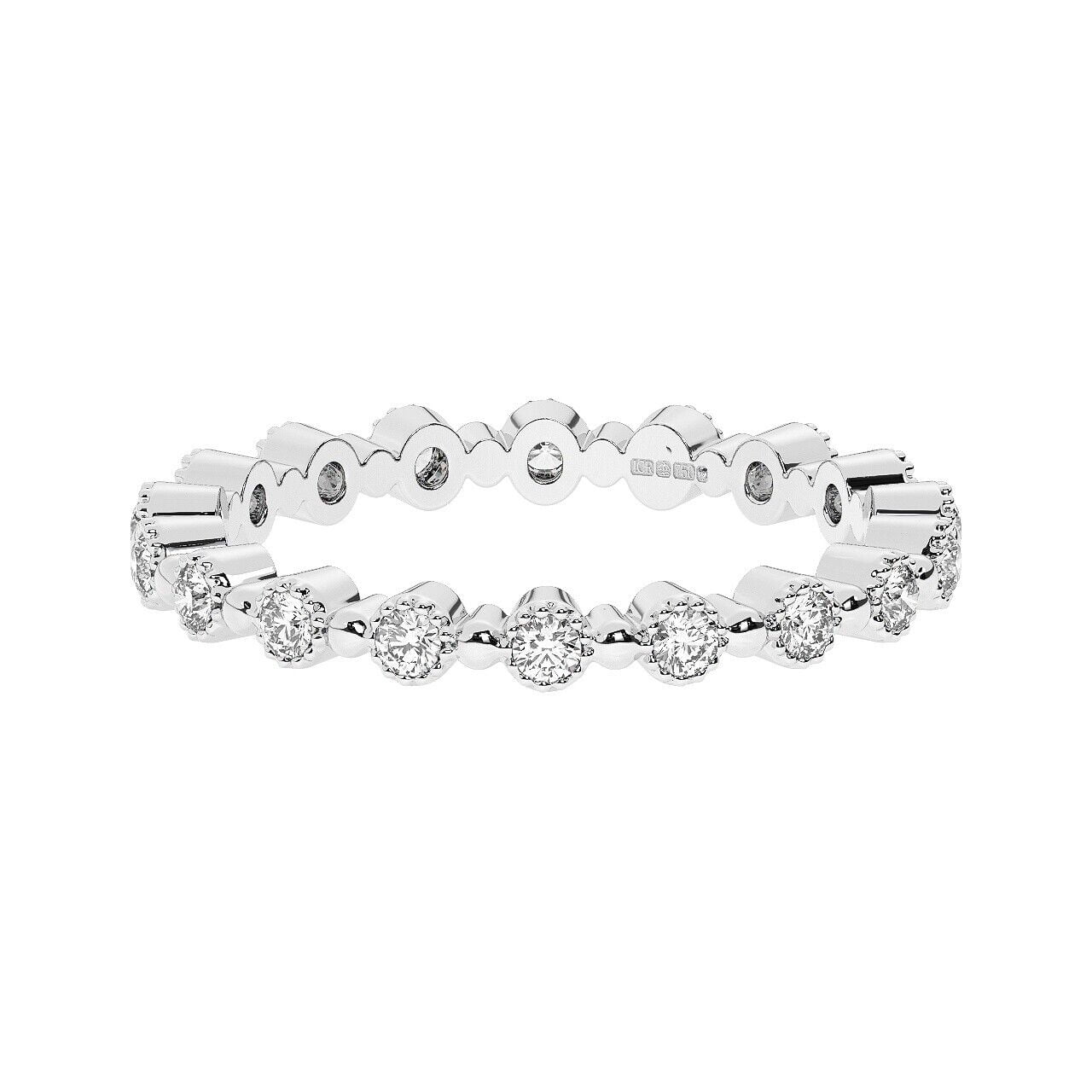 Bezel Set Full Eternity Band Bubble Band 14K White Gold Over 1.6 Ct ...