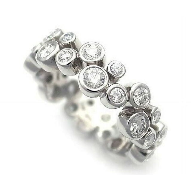 Bezel Set Full Eternity Ring Bubble Ring 2.4 Ct Simulated Diamond 14K ...