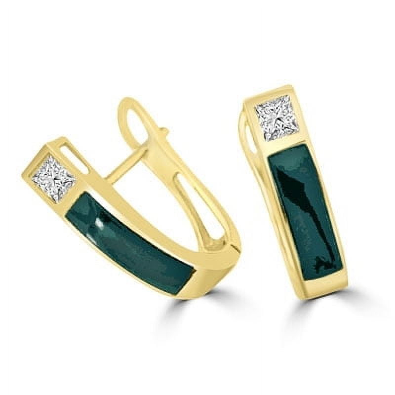 Bezel Set Hoop Earrings with Black Onyx and Artificial Princess Cut ...