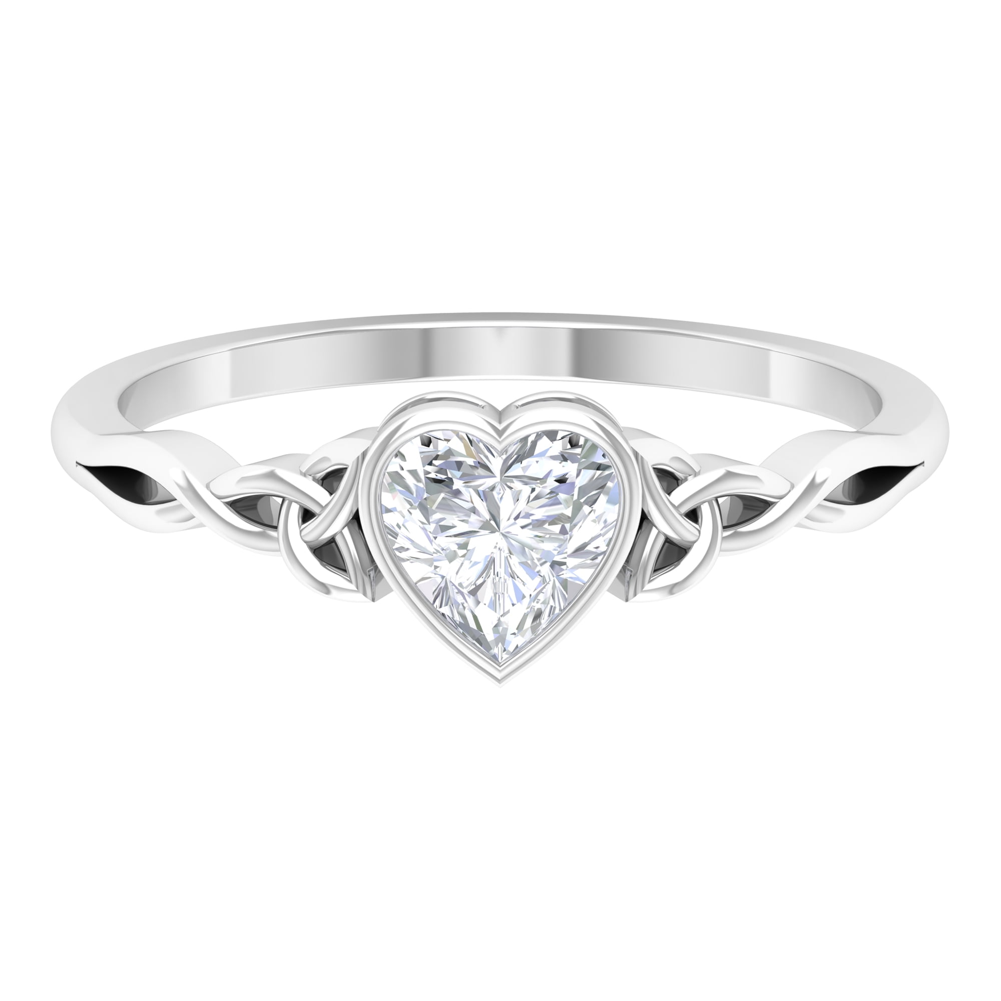 Rosec Jewels Bezel Set Moissanite Heart Solitaire Celtic Knot Ring - 5 mm - 0.50 Ct - D-VS1 ...